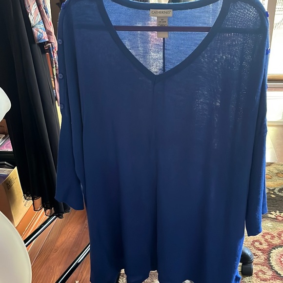 Tops | Blue Plus Size Thin Sweater | Poshmark